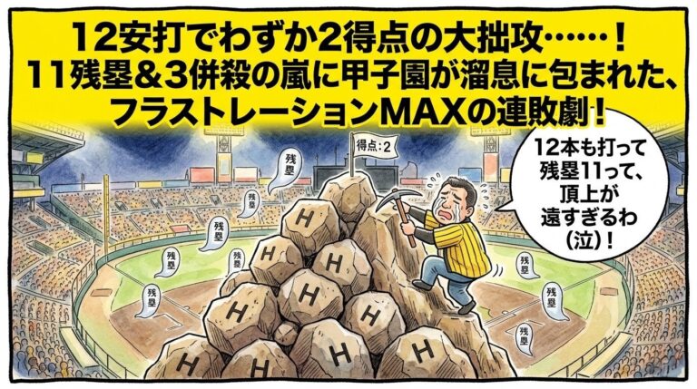 【阪神】12安打2得点……11残塁3併殺の拙攻嵐で交流戦2連敗。魔の5回に大竹耕太郎投手被弾、今夜はプロ初先発の木下投手で3タテ阻止や ...